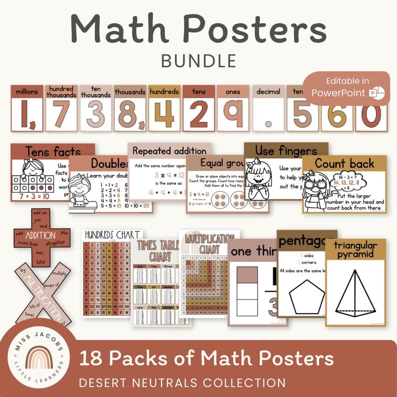 DESERT NEUTRAL Math Posters Bundle | Boho Color Palette | Neutral ...