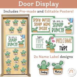 Set of 5 Classroom Essentials Decor Cactus Theme, Printable Neutral ...