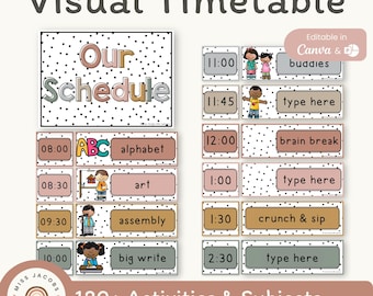 Visual Timetable and Daily Schedule | Spotty Boho Classroom Decor ...