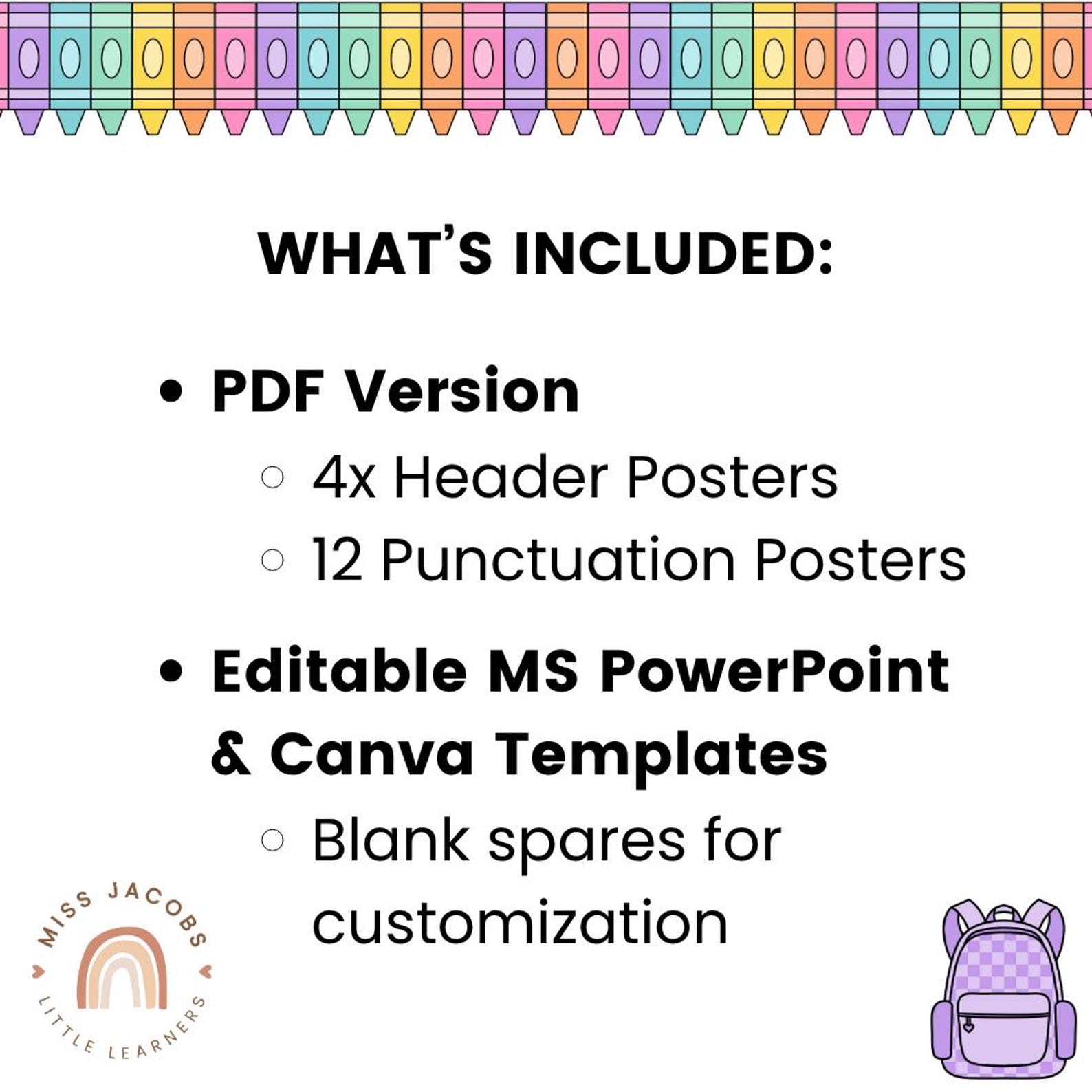 Cutesy Punctuation Posters, Printable English Anchor Charts, Editable ...