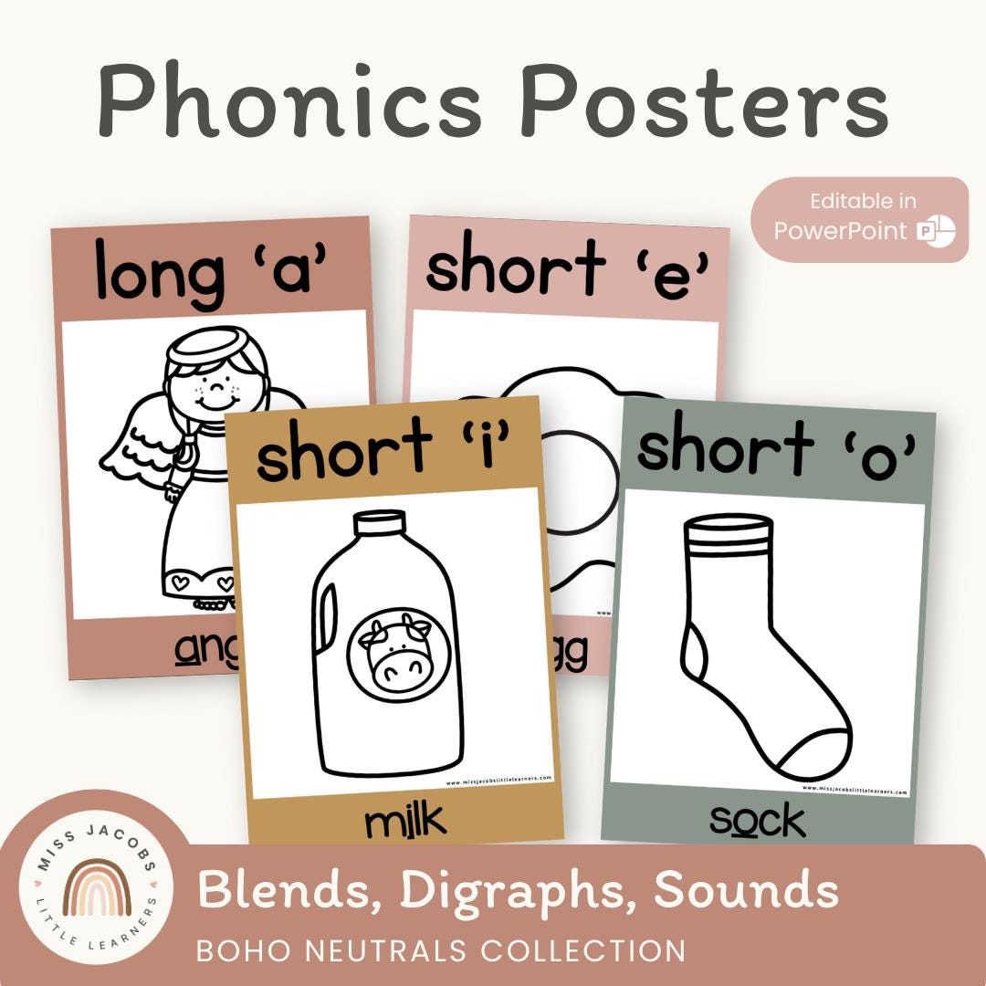 NEUTRAL Phonics Posters | Boho Color Palette | Neutral Classroom Decor ...