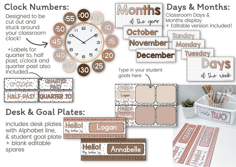 SPOTTY NEUTRALS Classroom Decor Bundle BW Neutrals Ombré - Etsy