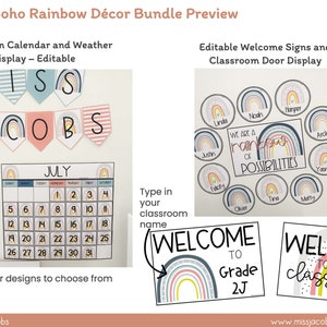 MODERN RAINBOW Classroom Decor Bundle Editable Calm Colors - Etsy