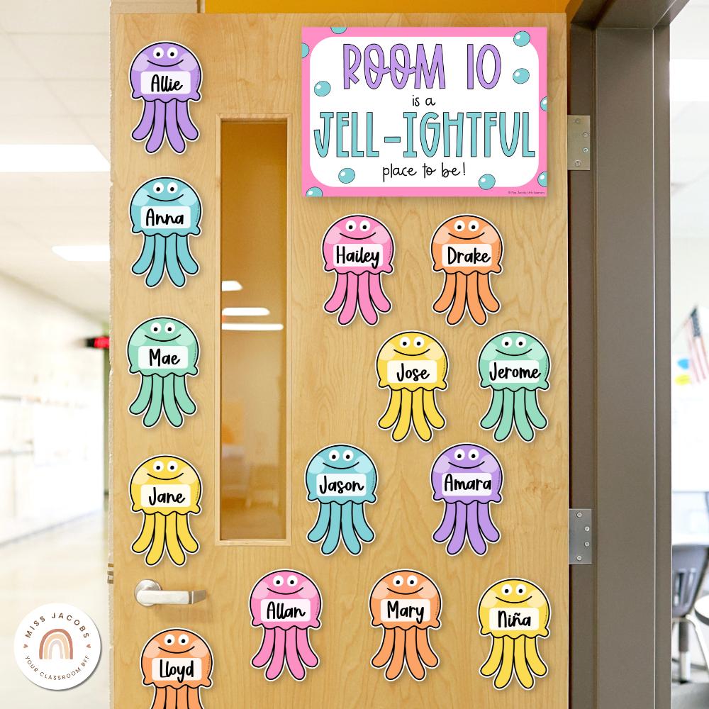 Jellyfish Door Signs & Name Labels, Editable Ocean Theme Classroom ...