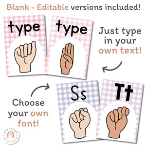 ASL american Sign Language Alphabet Posters Daisy Gingham Pastels ...