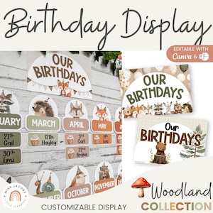 Woodland Birthday Display Printable, Editable Nature Theme Classroom ...
