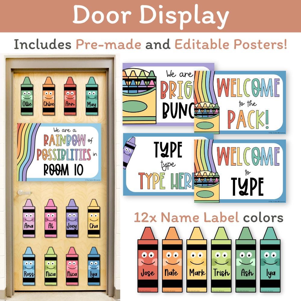 Back to School Crayon Theme Classroom Decor Essentials Pack, Editable ...