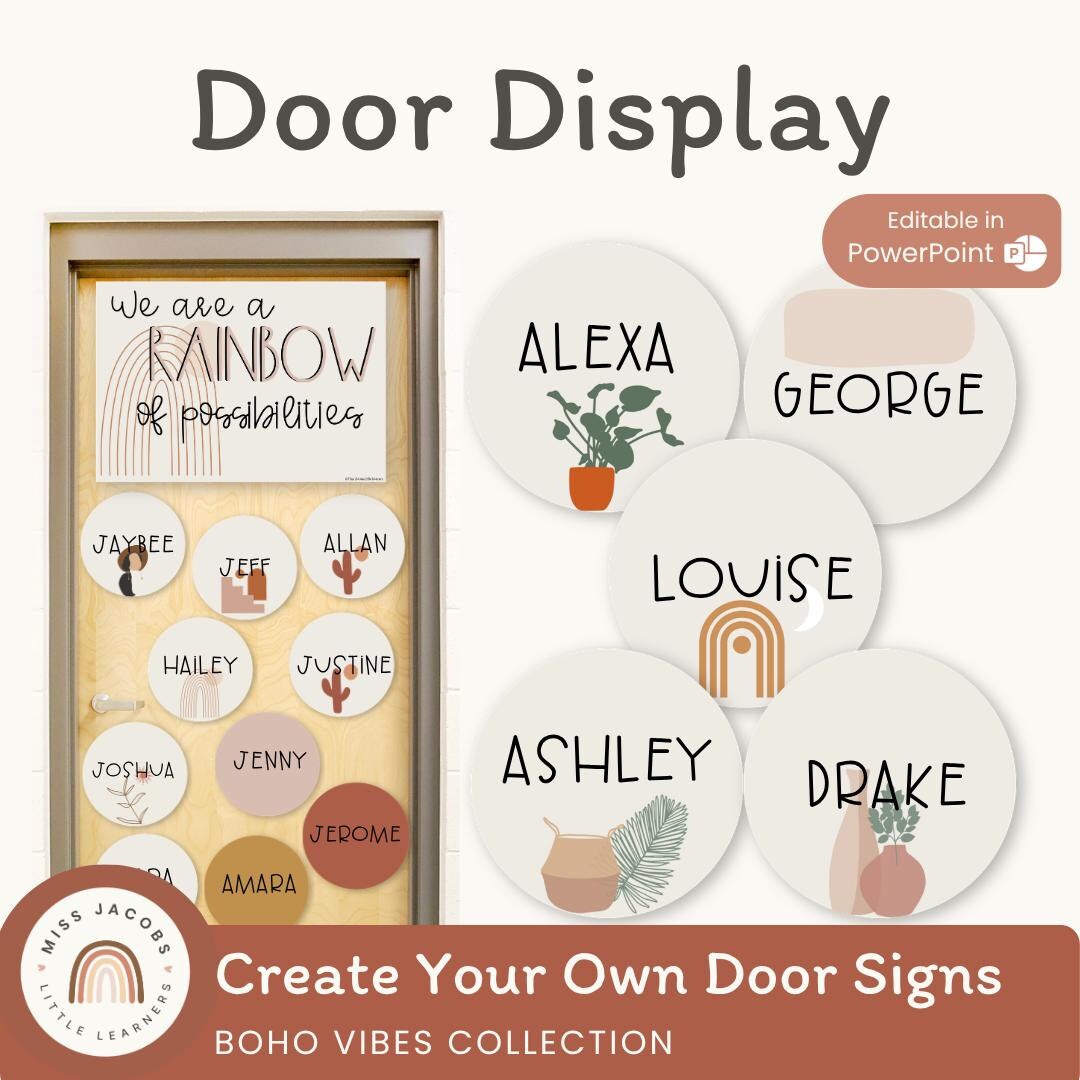 BOHO VIBES Door Display | Affirmation Station | Editable | Desert ...