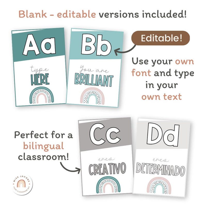 Affirmation Alphabet Poster Modern Rainbow, Calming Classroom Decor ...