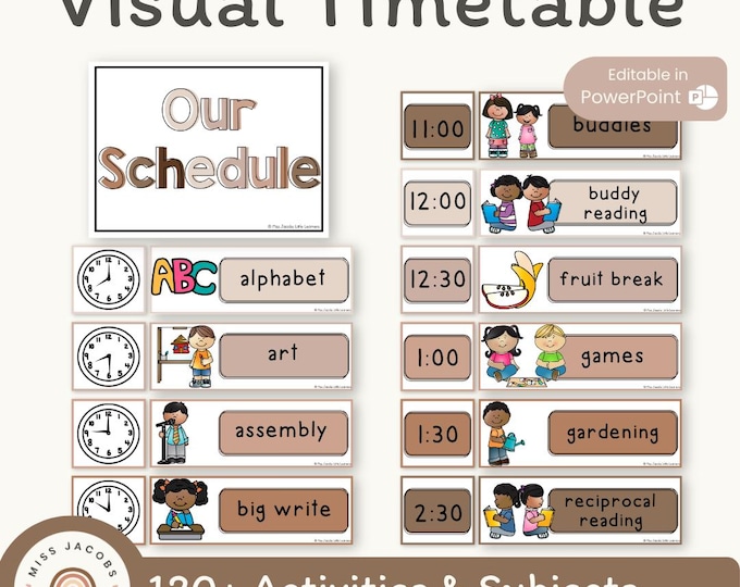 Ombre Visual Schedule, Editable Neutral Classroom Routine Cards ...