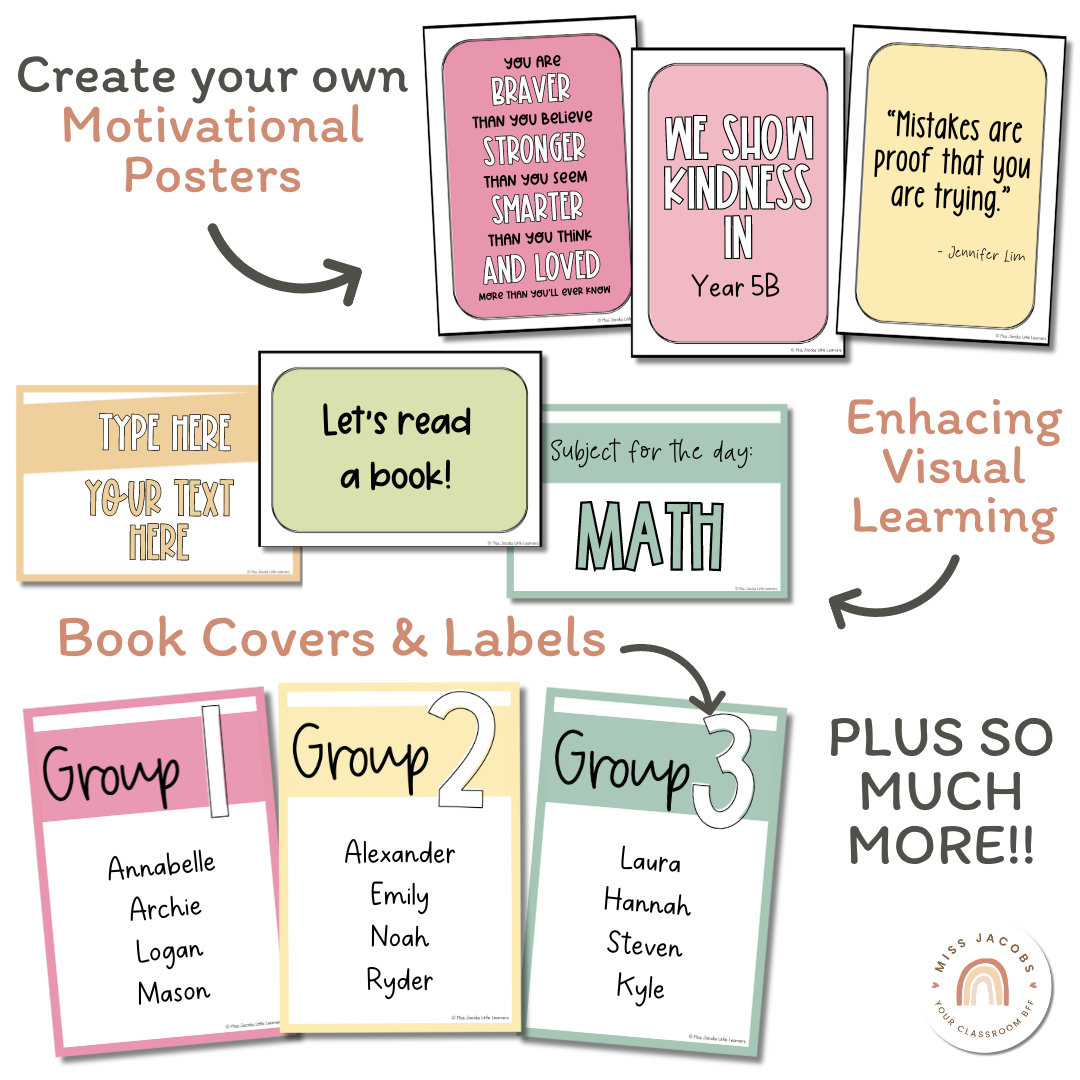 Editable Classroom Posters | PASTELS - Etsy