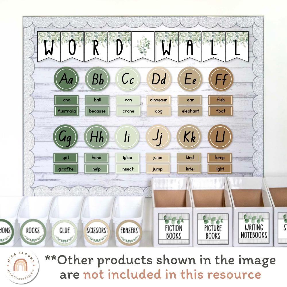 Alphabet Word Wall Botanical Template, Editable A–Z Headers & Word ...
