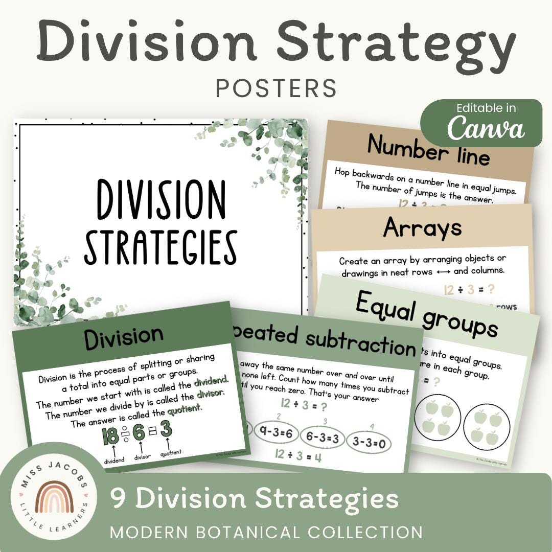 Modern Botanical Division Strategy Posters: Eucalyptus Math Anchor ...