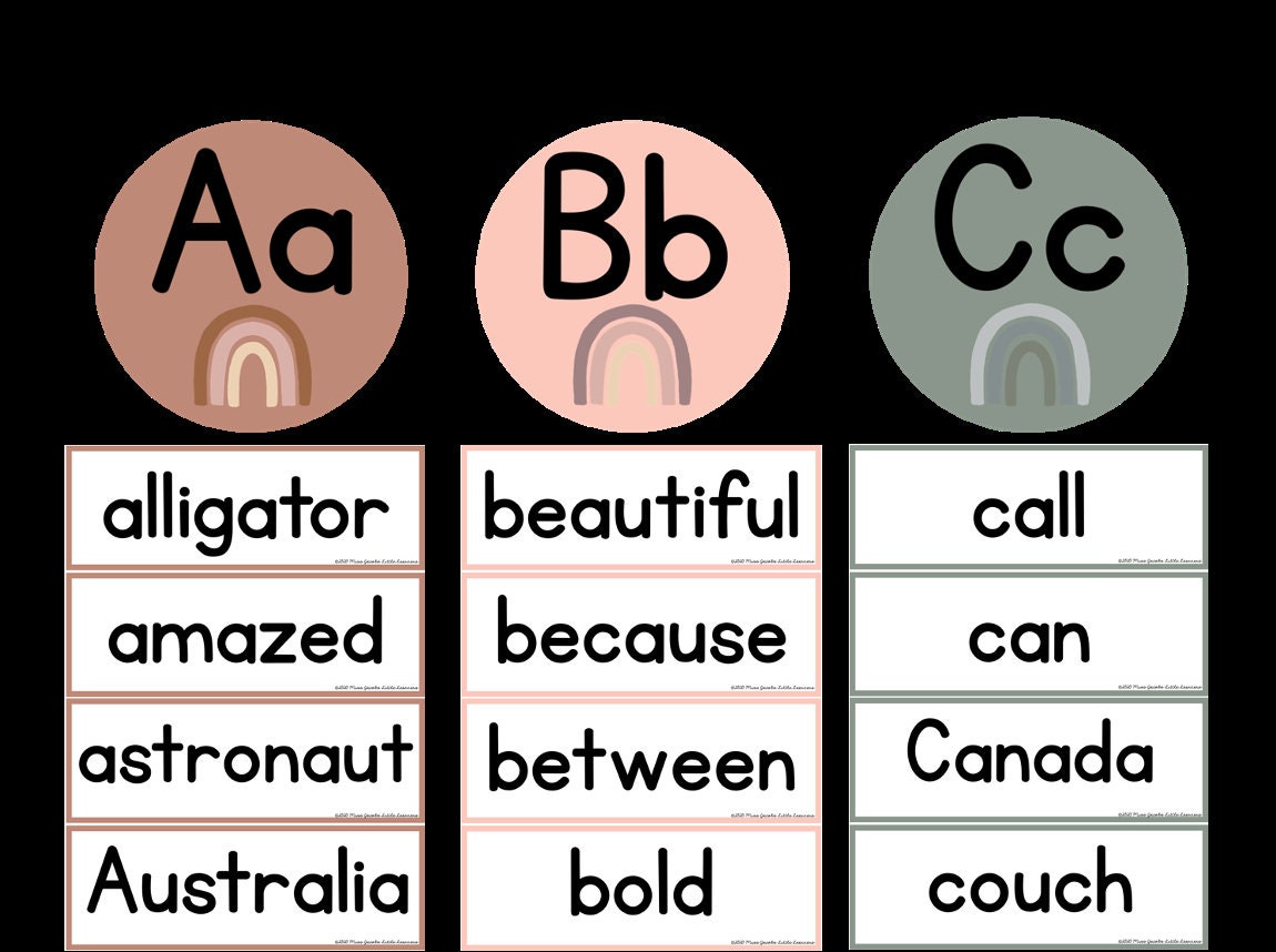 BOHO RAINBOW Word Wall Editable Neutral Rainbow Classroom | Etsy Australia