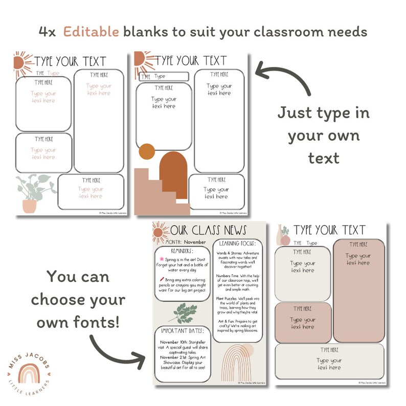 Boho Vibes Newsletter Templates: Neutral Vintage Classroom Parent ...