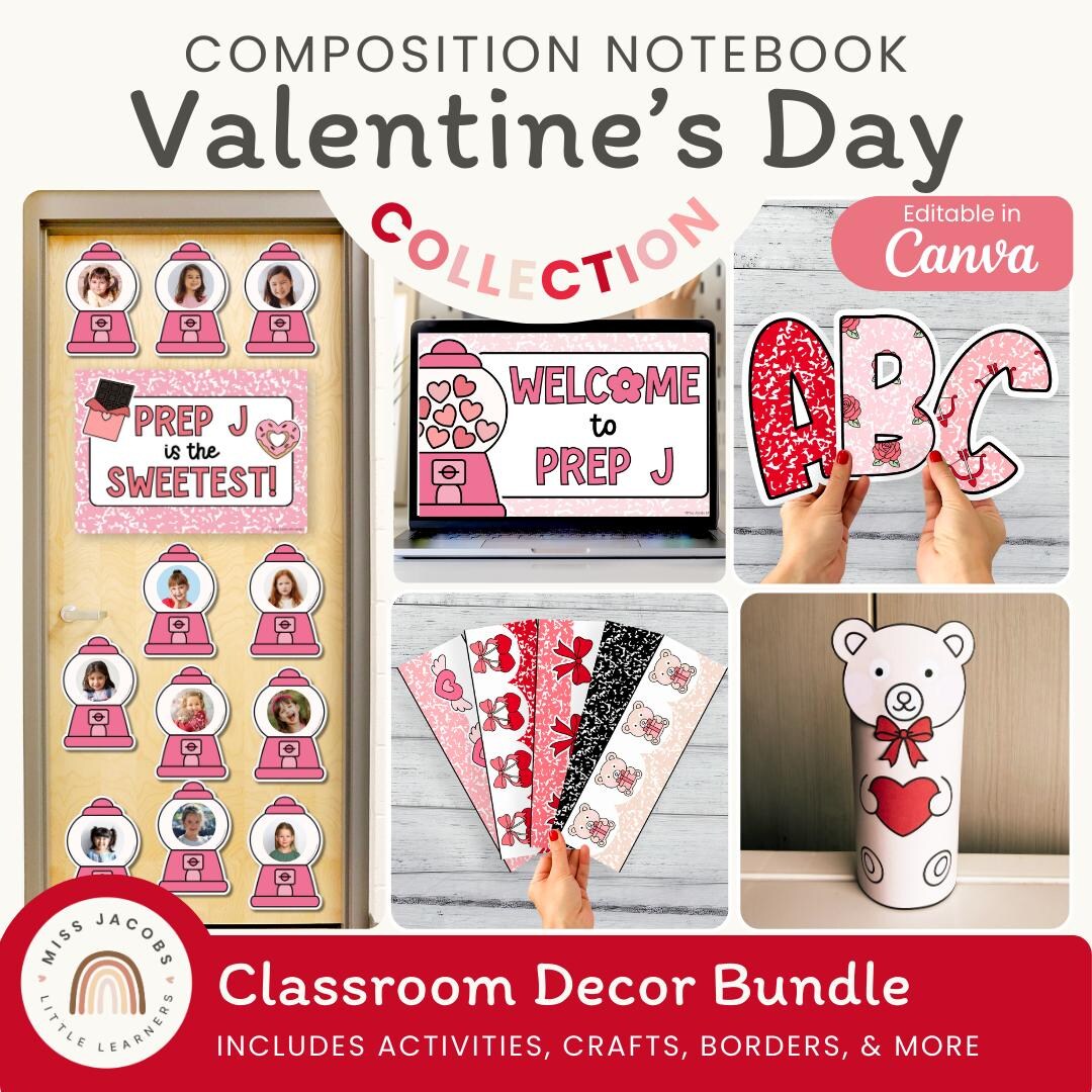Valentine’s Day Classroom Decor Bundle, Bulletin Board Kits, Door Decor ...