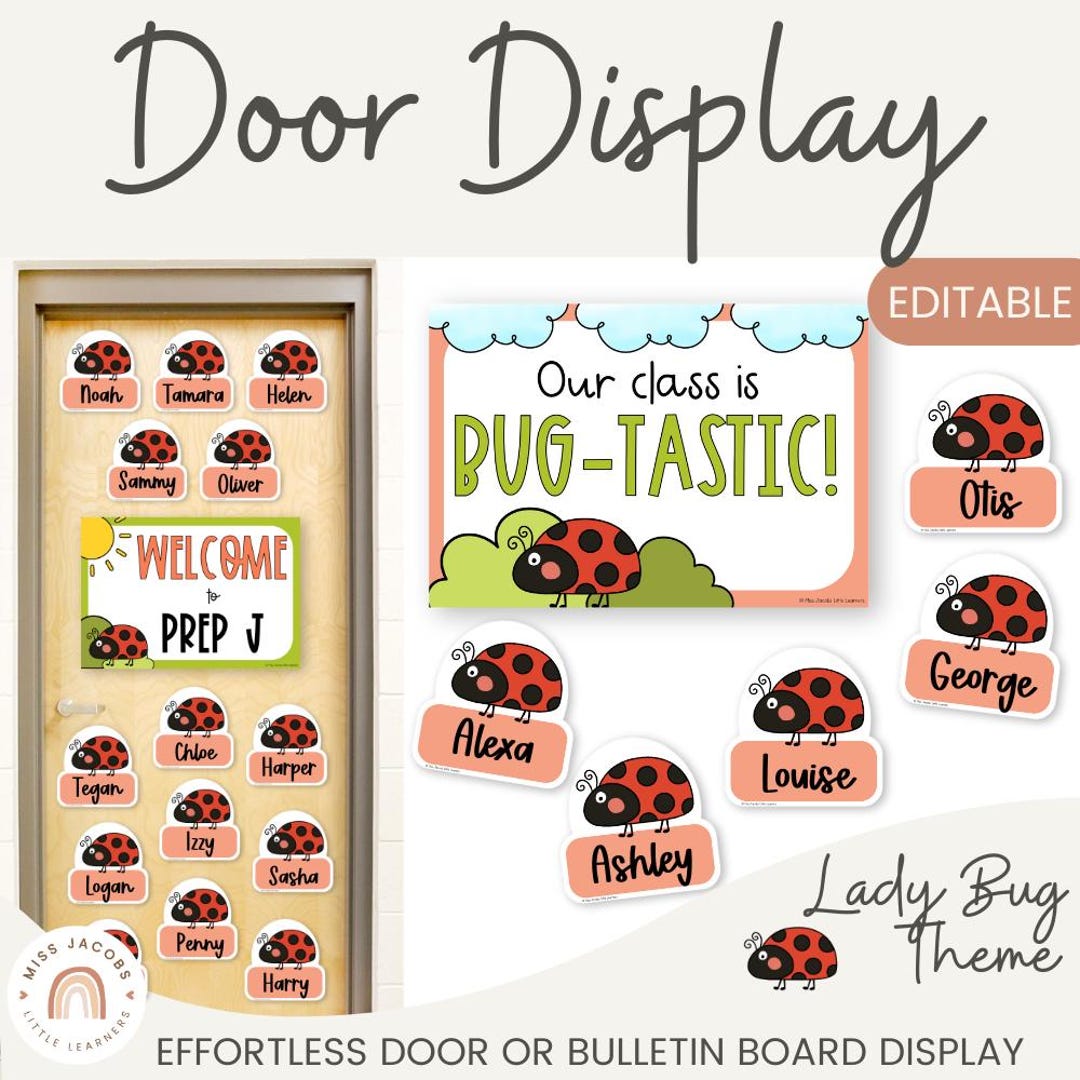 Ladybug Door Display, Editable Welcome Door Signs + Name Labels ...