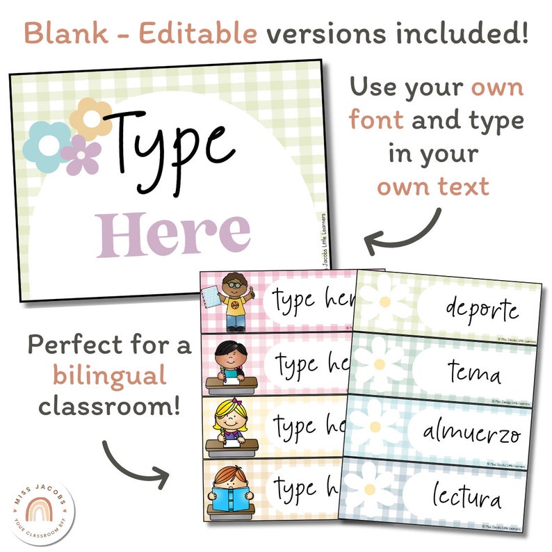 Classroom Visual Schedule, Daisy Gingham Pastels Daily Routine Chart ...