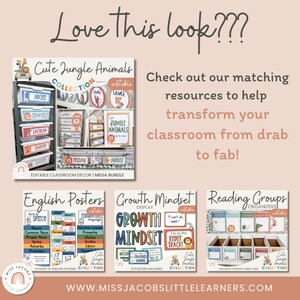 Math Posters Bundle Cute Jungle Animals Classroom Decor Editable - Etsy