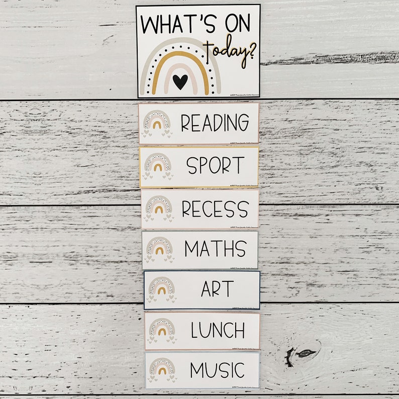 BOHO RAINBOW Visual Timetable Neutral Rainbow Classroom - Etsy