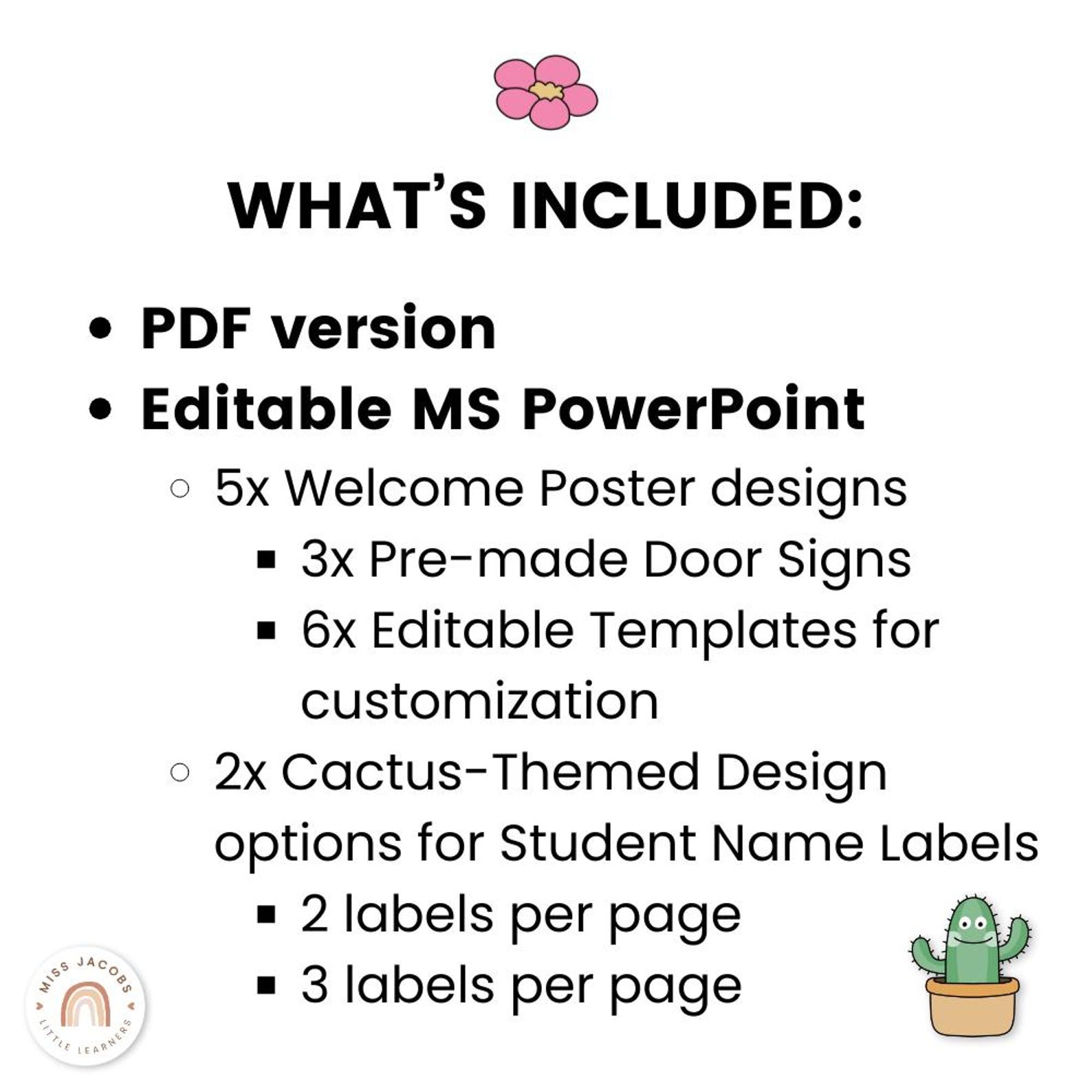 Succulent Cactus Door Display, Editable Welcome Sign and Name Tags ...