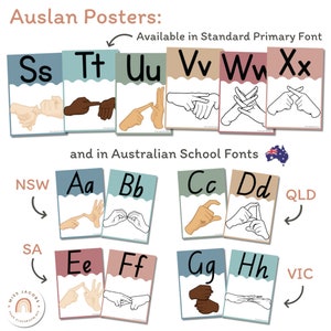 Alphabet Posters Bundle With ASL & Auslan Alphabet Cute Sea Life ...