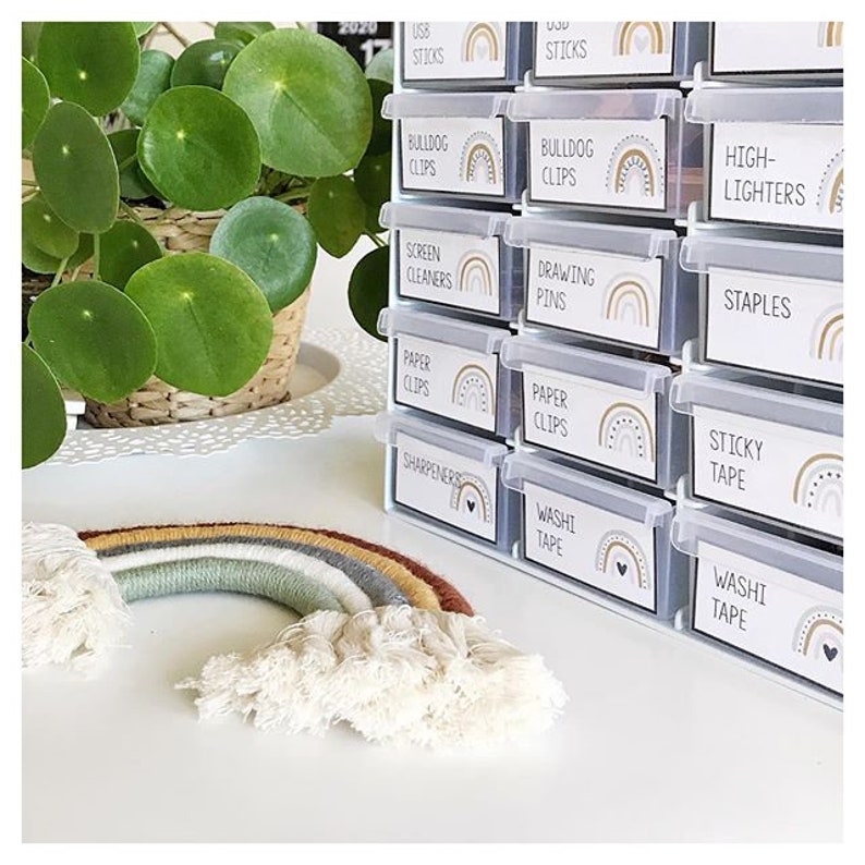 BOHO RAINBOW Teacher Toolbox Labels Editable Neutral - Etsy