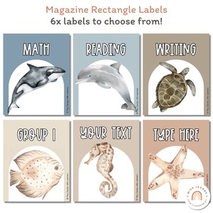 Classroom Supply Labels & Student Name Tags | Modern Ocean Classroom ...