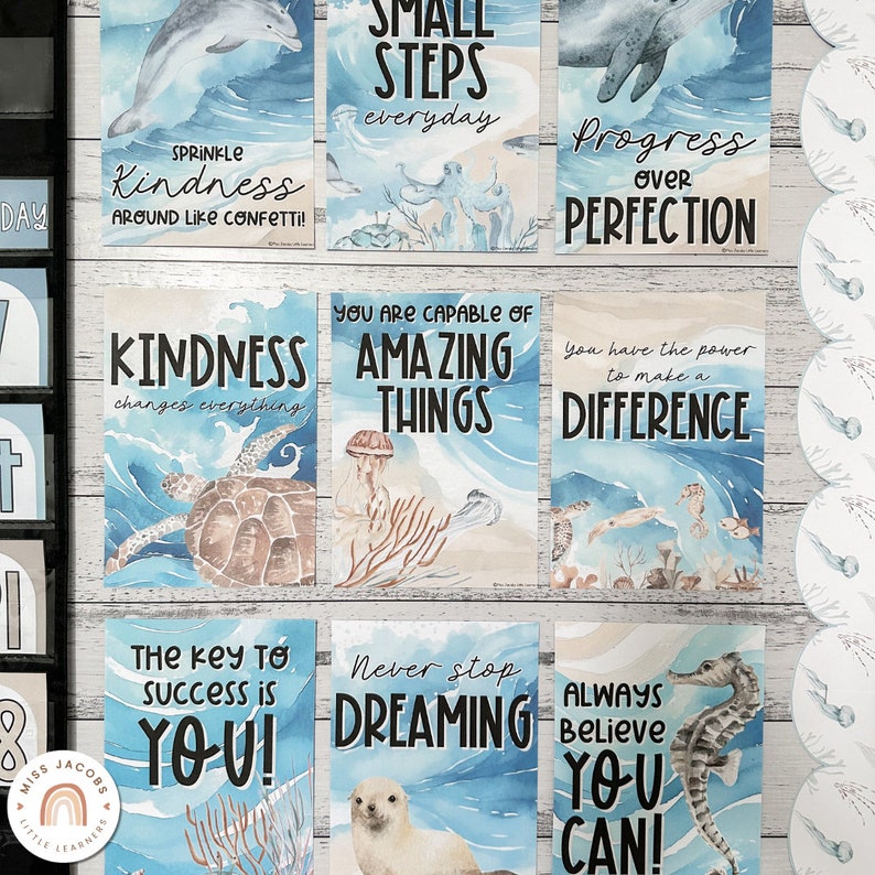 Motivational Classroom Posters | Growth Mindset Bulletin Board | Modern ...