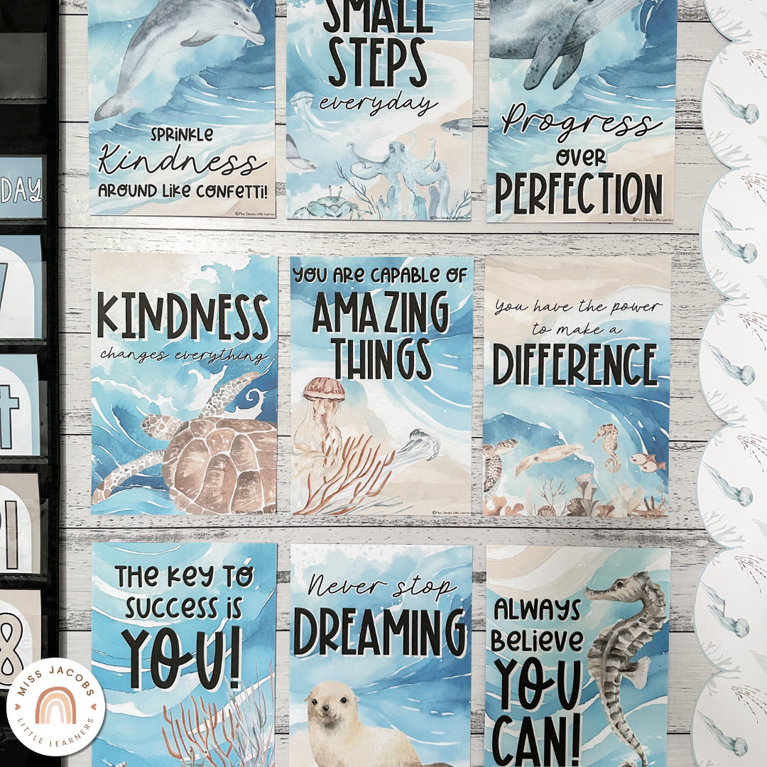 Motivational Classroom Posters | Growth Mindset Bulletin Board | Modern ...