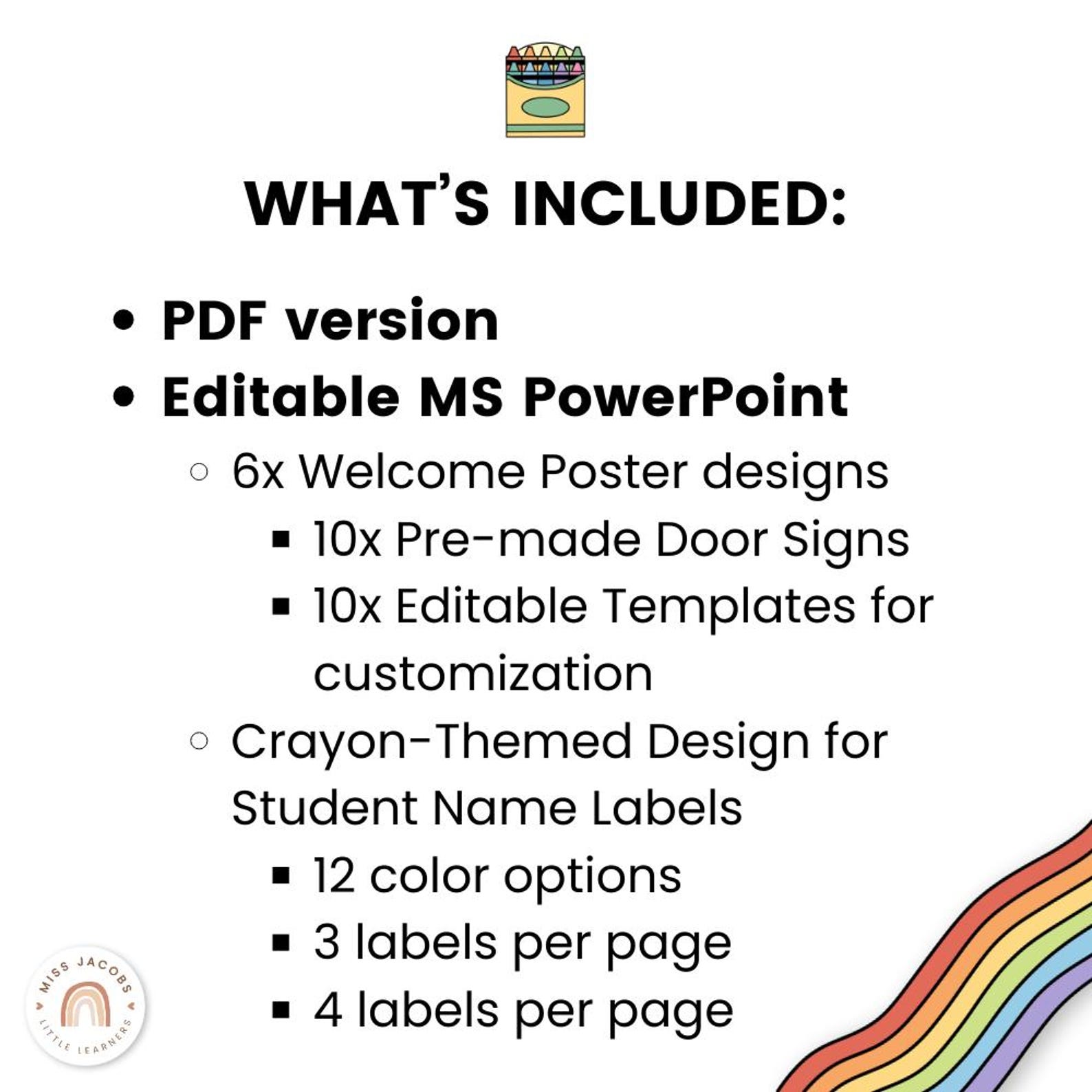 Crayon Door Display, Editable Welcome Door Signs + Student Name Labels ...