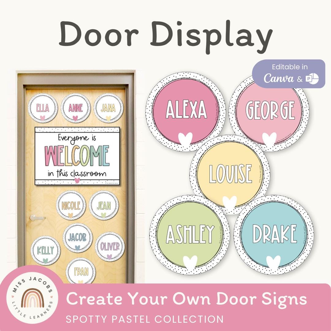 SPOTTY PASTELS Door Display | Editable - Etsy