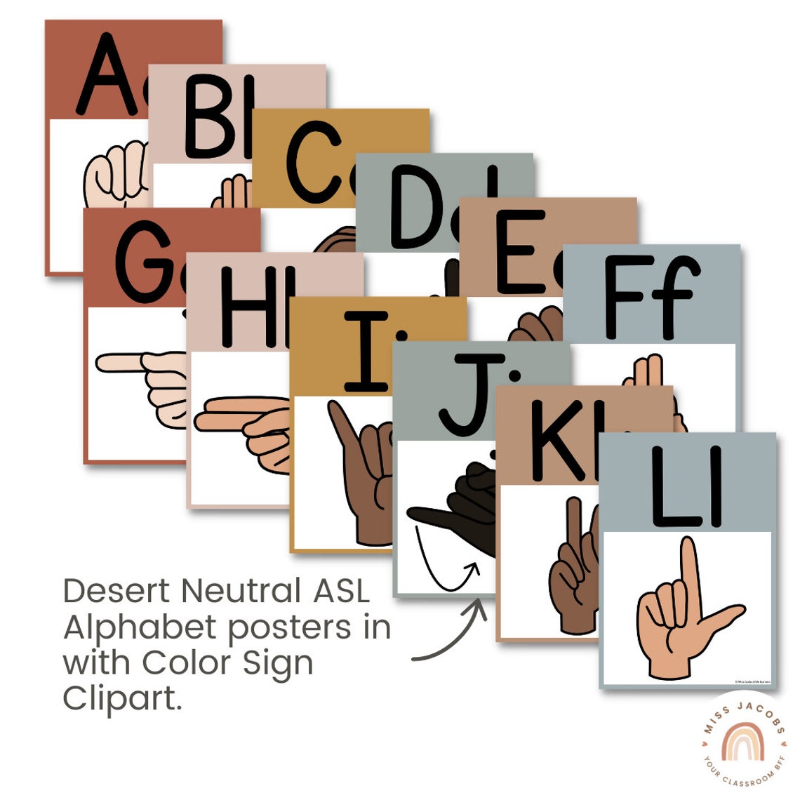 Desert Neutral ASL Alphabet Posters | Boho Vibes Classroom Decor ...