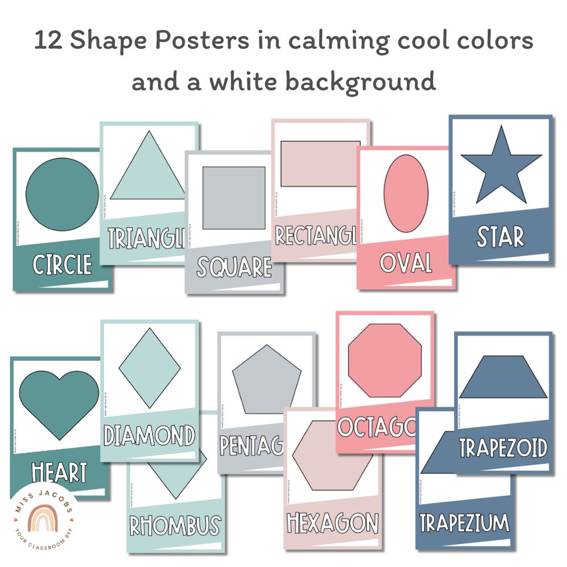 Shape Posters | Modern Rainbow | Calm Classroom Decor | Editable - Etsy