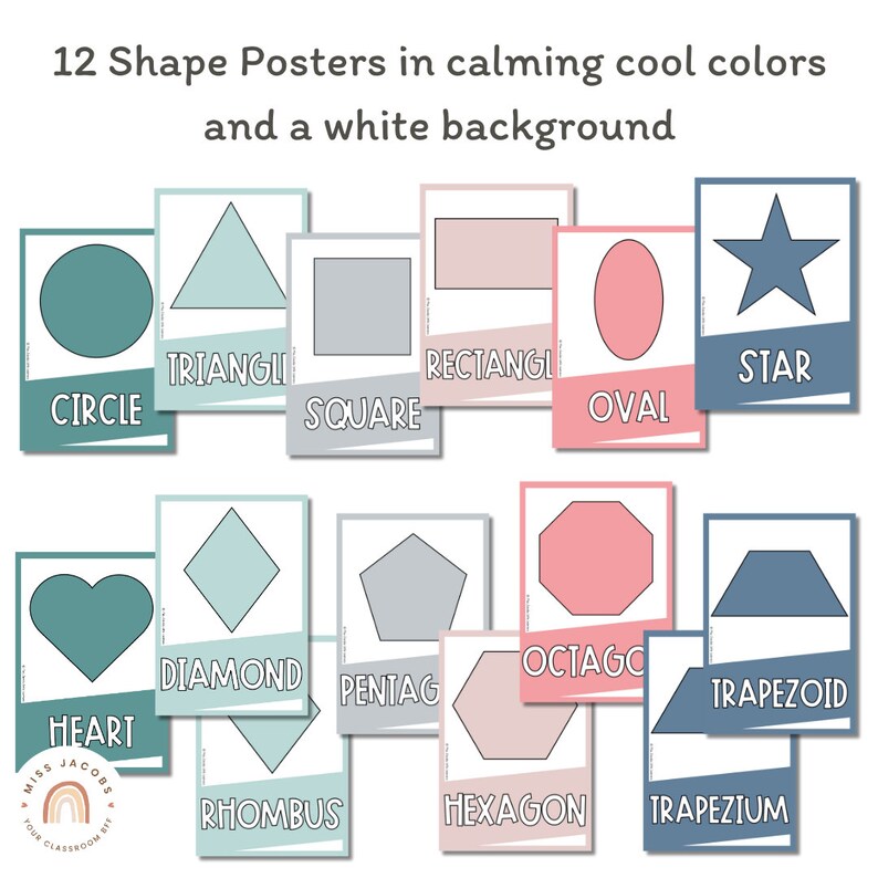 Shape Posters | Modern Rainbow | Calm Classroom Decor | Editable - Etsy