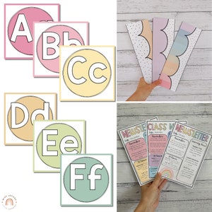 PASTELS Classroom Decor Bundle Muted Rainbow Decor Editable - Etsy