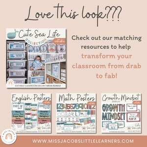 Bulletin Board Lettering Pack | Cute Sea Life Classroom Decor ...