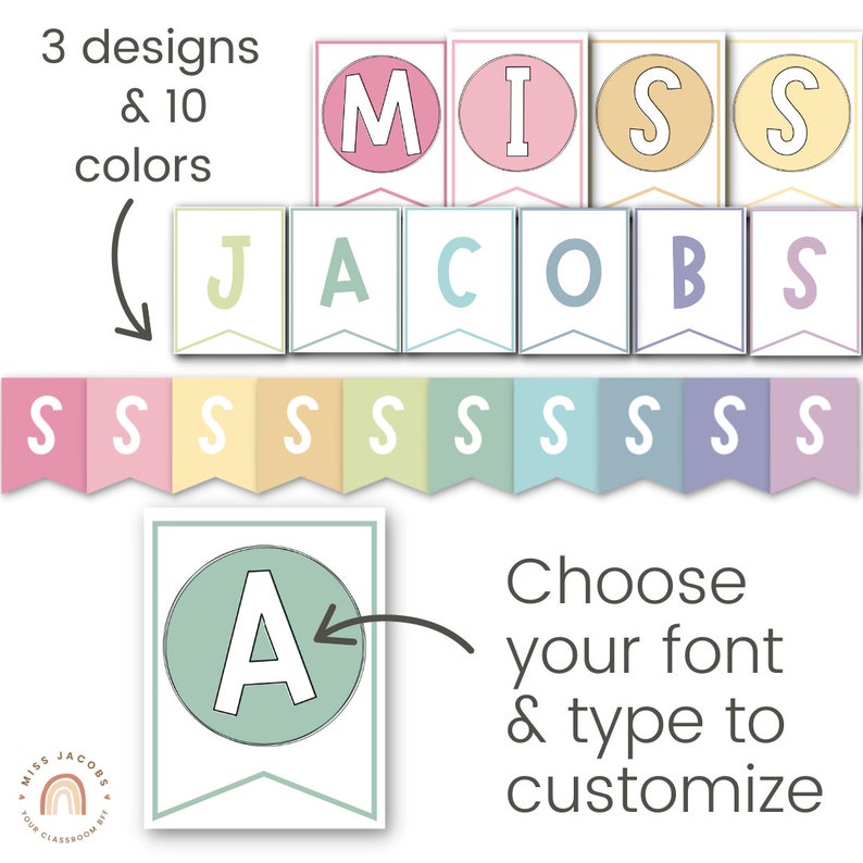 PASTELS Classroom Decor Bundle Muted Rainbow Decor - Etsy