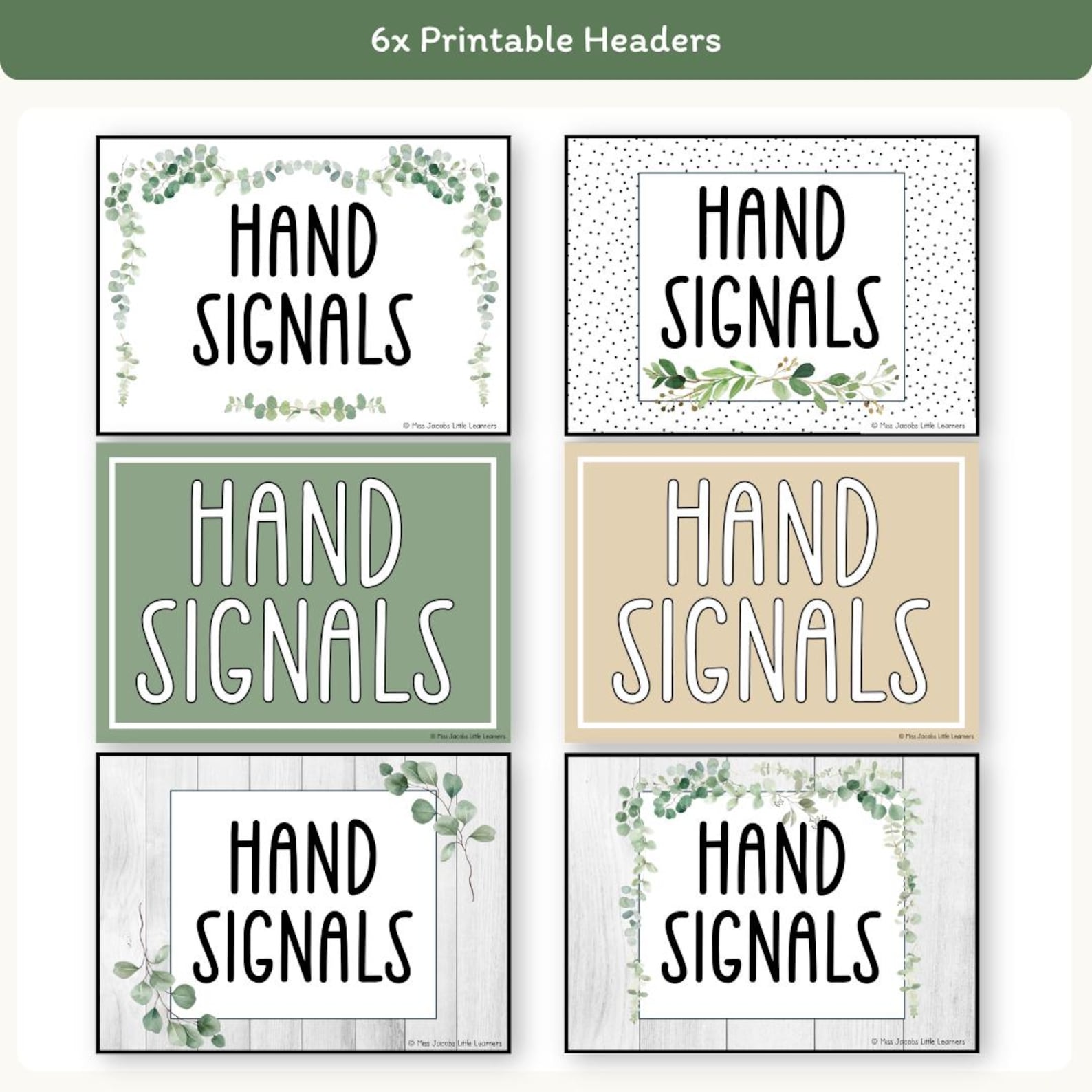 Botanical Hand Signals Posters for Classroom, Editable Visual Cues for ...