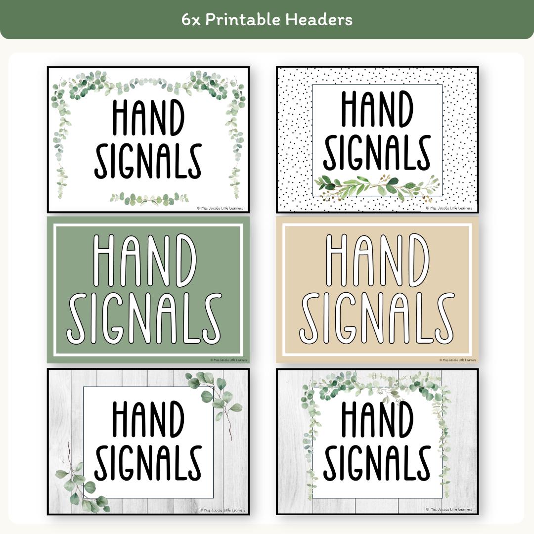 Botanical Hand Signals Posters for Classroom, Editable Visual Cues for ...