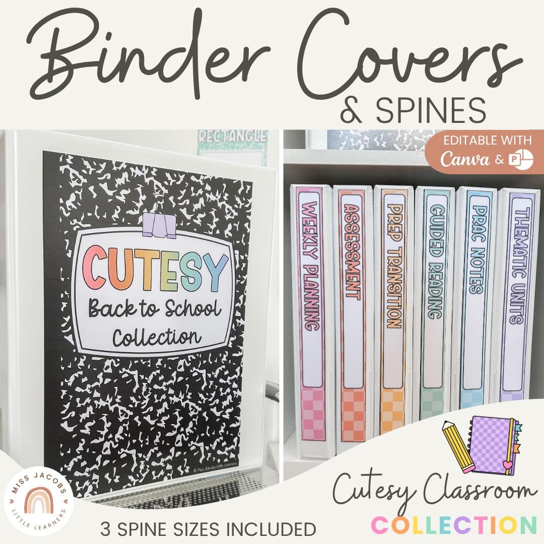 Cutesy Binder Covers and Spines, Colorful Binder Spines Templates ...