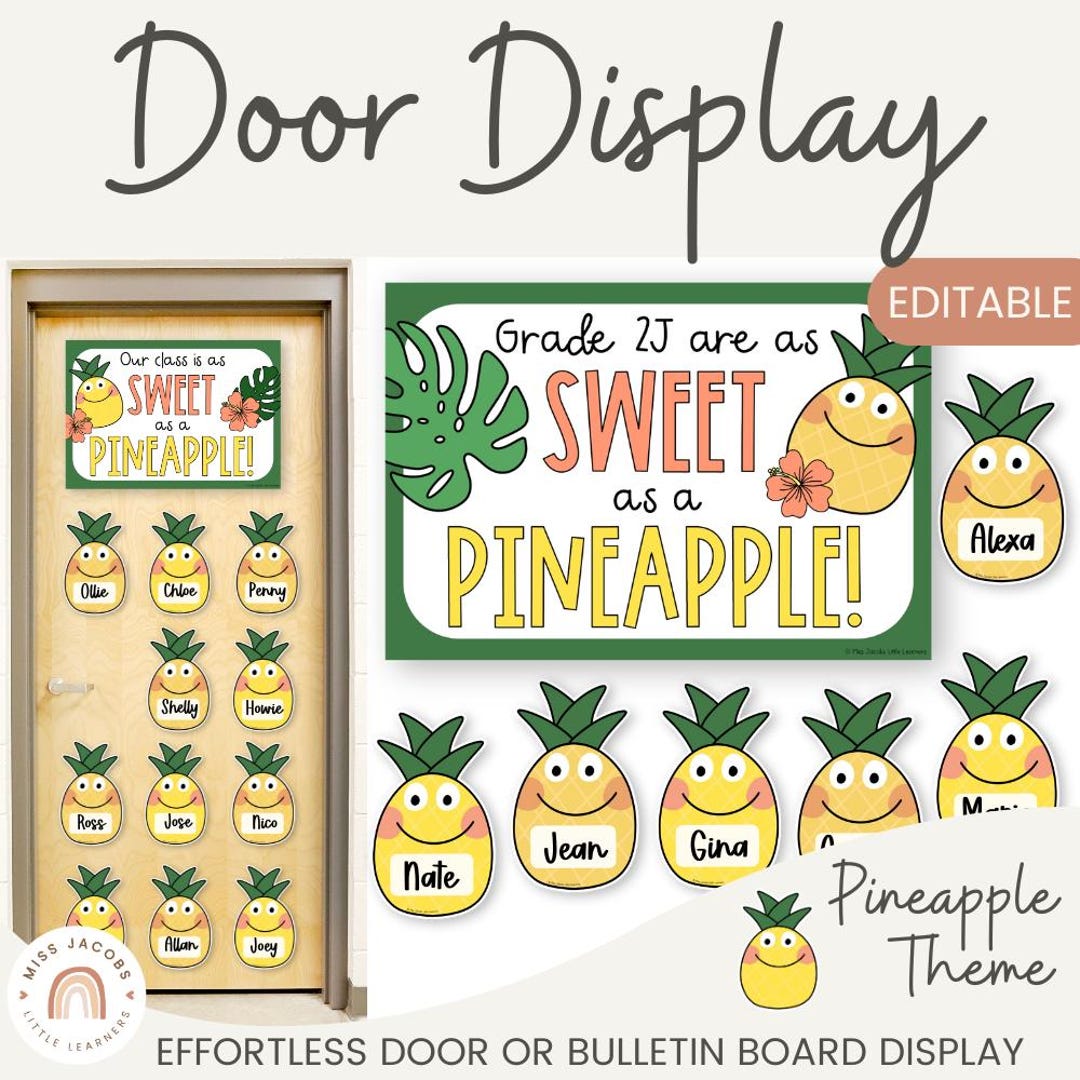Tropical Pineapple Door Decor for Classroom, Editable Welcome Door ...
