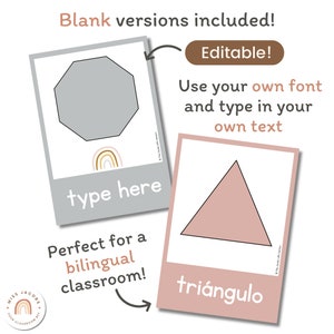 Shape Posters | Modern Boho Rainbow | Calm Classroom Decor | Editable ...