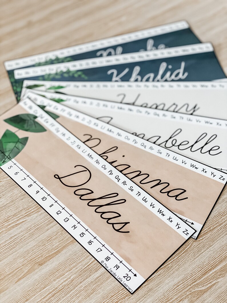 Boho Plants Student Desk Plates Editable Rustic Classroom | Etsy