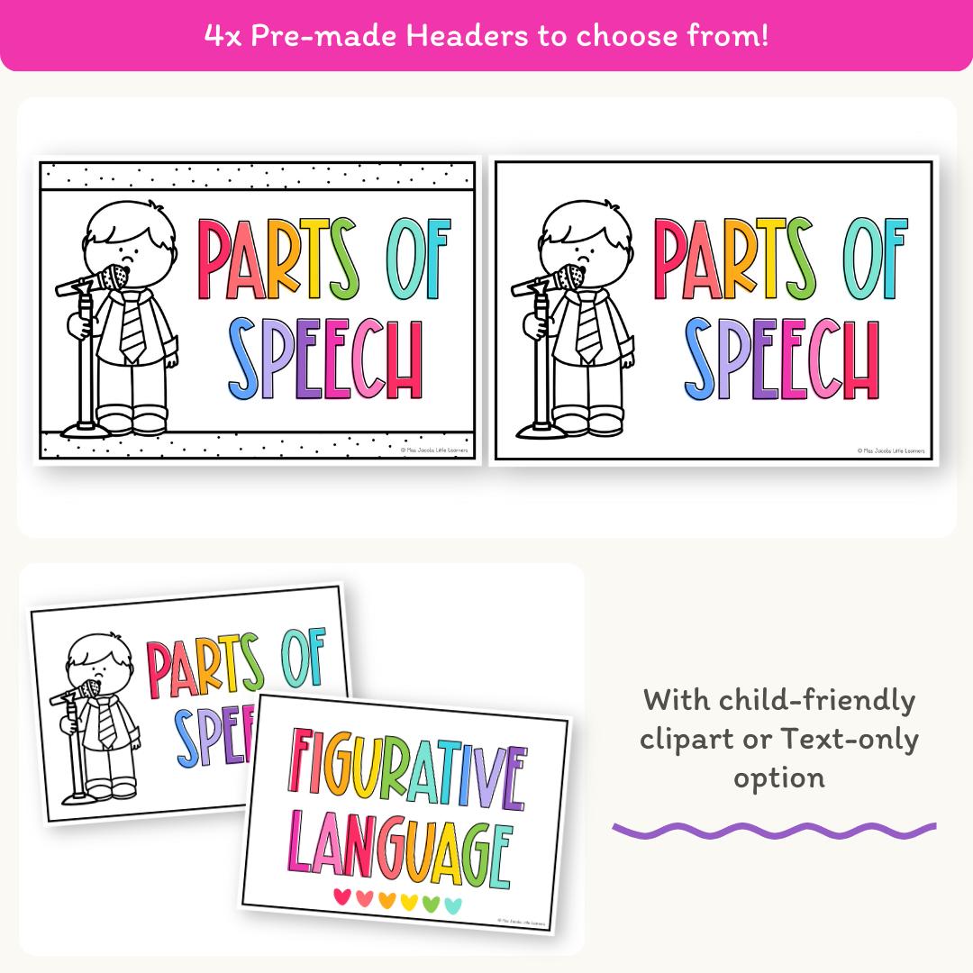 Parts of Speech Posters | RAINBOW BRIGHTS - Etsy