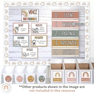 Boho Rainbow Voice Noise Level Display | EDITABLE Classroom Teacher ...