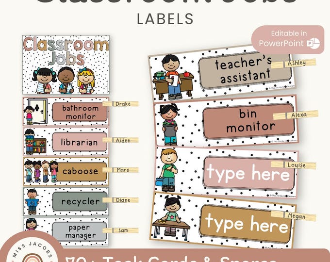 Classroom Job Display | SPOTTY BOHO | Editable - Etsy