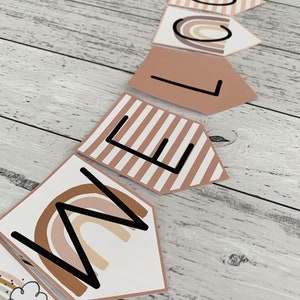BOHO RAINBOW Bulletin Board Signage | Editable Boho Bunting | Neutral ...
