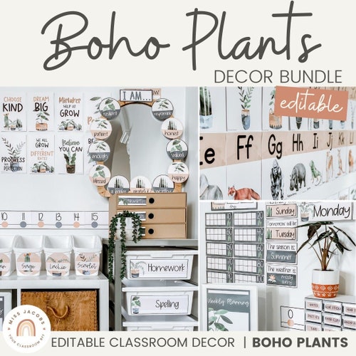 Modern Boho Classroom Decor Bundle Editable Classroom Decor - Etsy