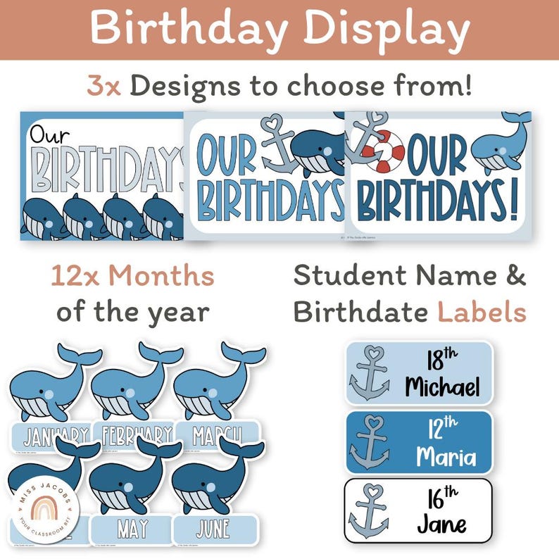 Editable Whale Theme Classroom Decor Pack, Coastal Calm Teacher ...